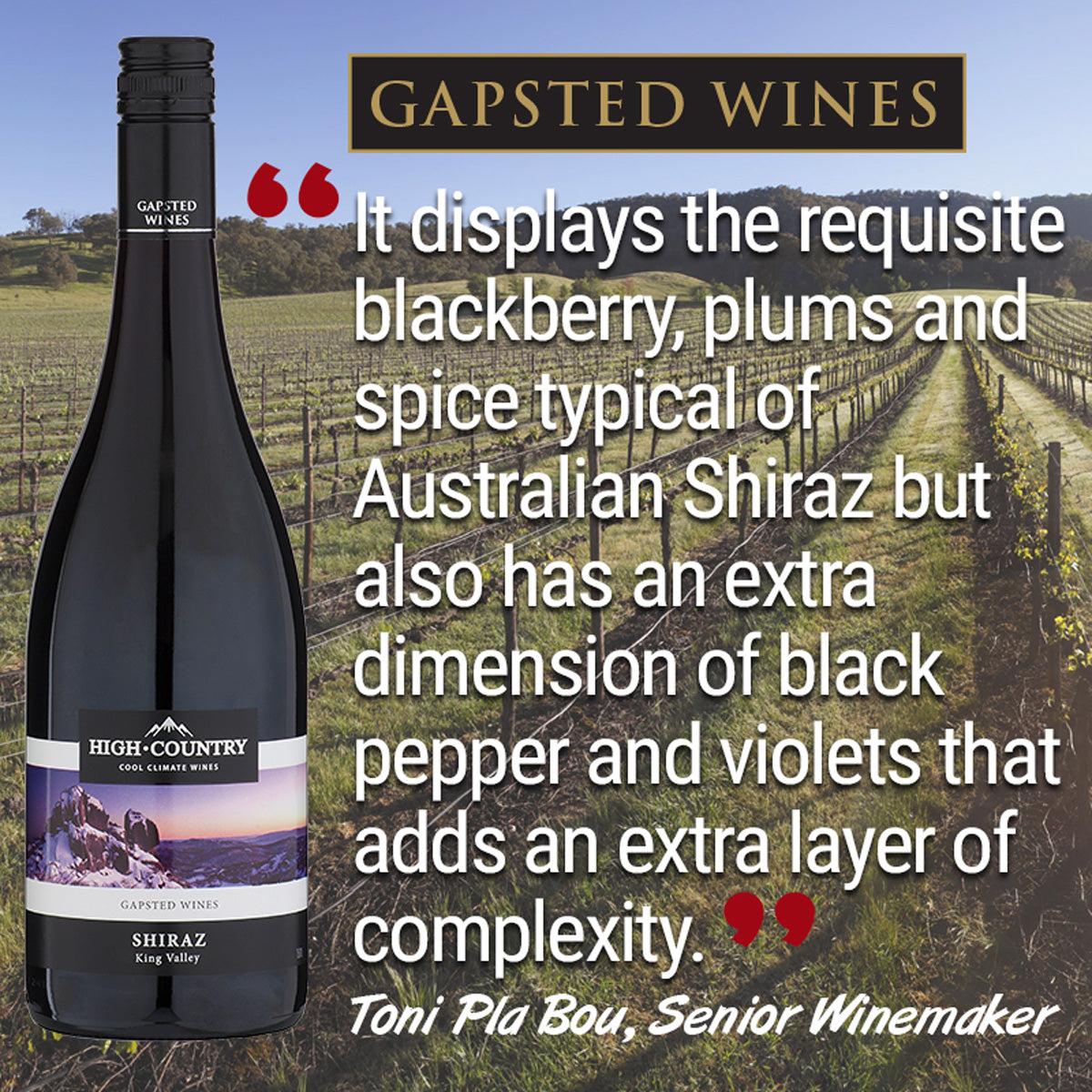 NEW RELEASE - High Country 2019 Shiraz